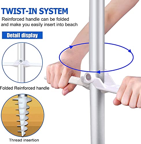 AMMSUN 6.5ft twice folded compact Portable beach umbrella with sand anchor windproof, Push Button Tilt Air vent UV 50+ Protection Fits in a large Suitcase for travel Patio Garden Pool Backyard Sky Blue