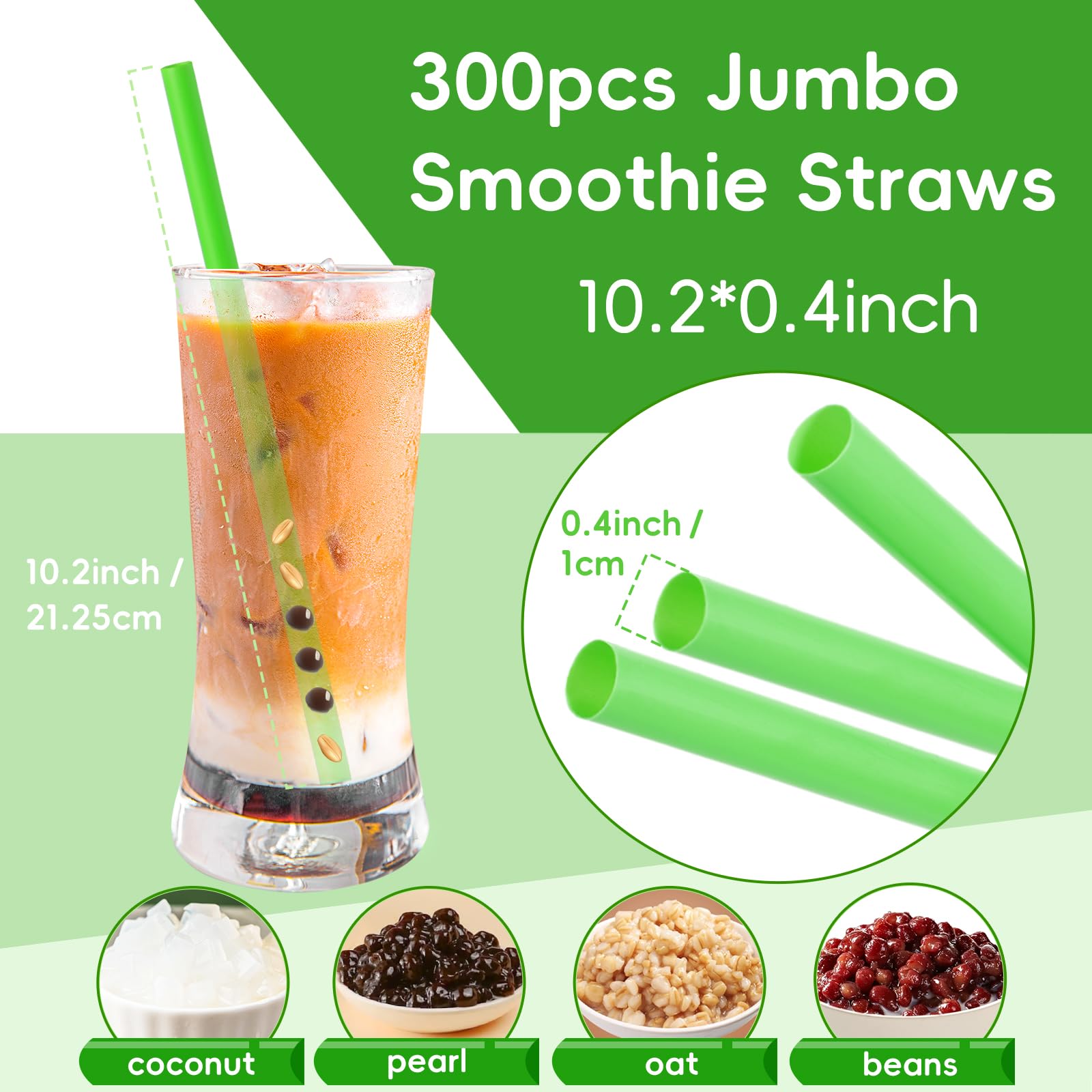 320 PCS Jumbo Smoothie Straws, Individually Wrapped, Disposable Plastic Babo Straws, Large Wide-mouthed Milkshake straws, Drinking Straws, Colorful PP Straws (0.4''Diameter x 8.5" Long)
