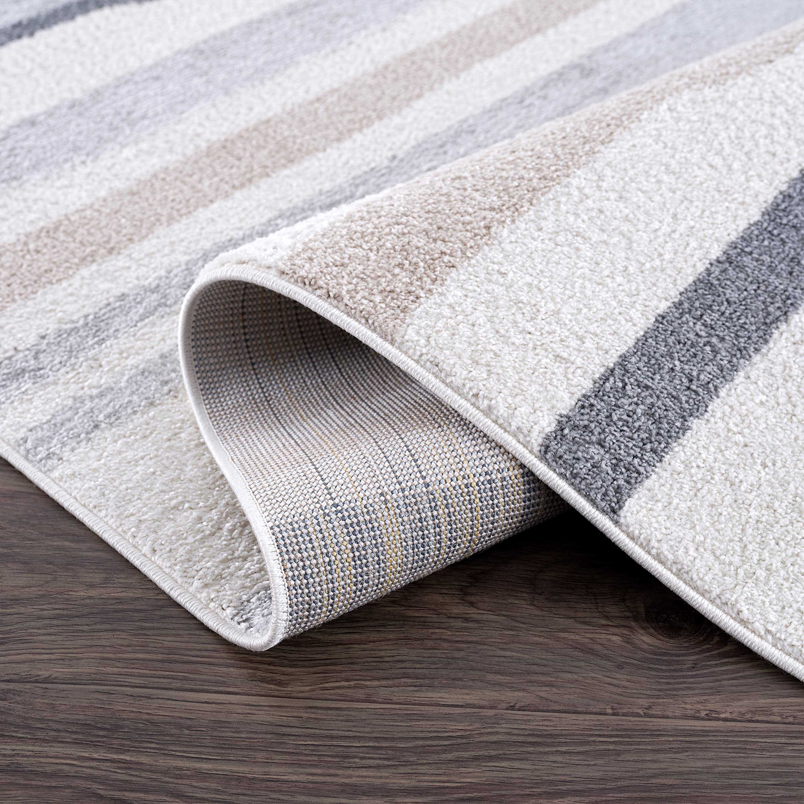 Abani Rugs Cream and Gray 8 ft. x 10 ft.(7'9"x10'2") Contemporary Neutral Paint line Area Rug. Superior Turkish Stain Resistant Area Rug