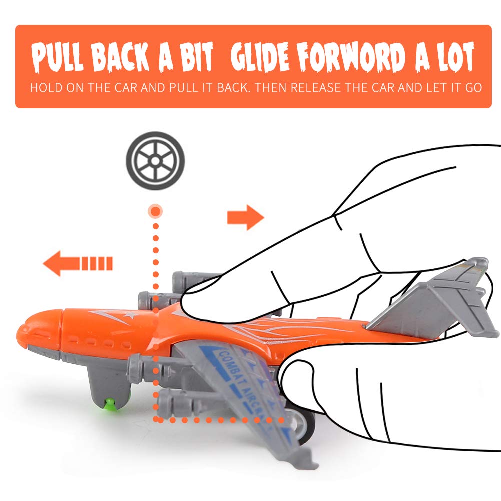 3 otters 8PCS Airplanes for Kids, Pull Back Airplanes Vehicle Playset Airplanes for Toddlers Friction Airplane Toy