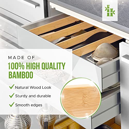 Velt Products Bamboo Drawer Dividers (17.5"-21.75") β Adjustable Divider Organizer for the Kitchen, Bedroom, and Bathroom β Organization Help for a Dresser, Cabinet, Storage Rooms