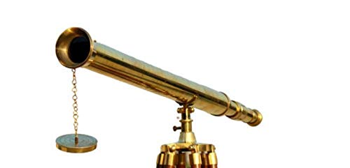 Hassanhandicrafts Marine Vintage Style Spyglass Scope 39" Single Barrel Brass Telescope with Wooden Tripod Stand