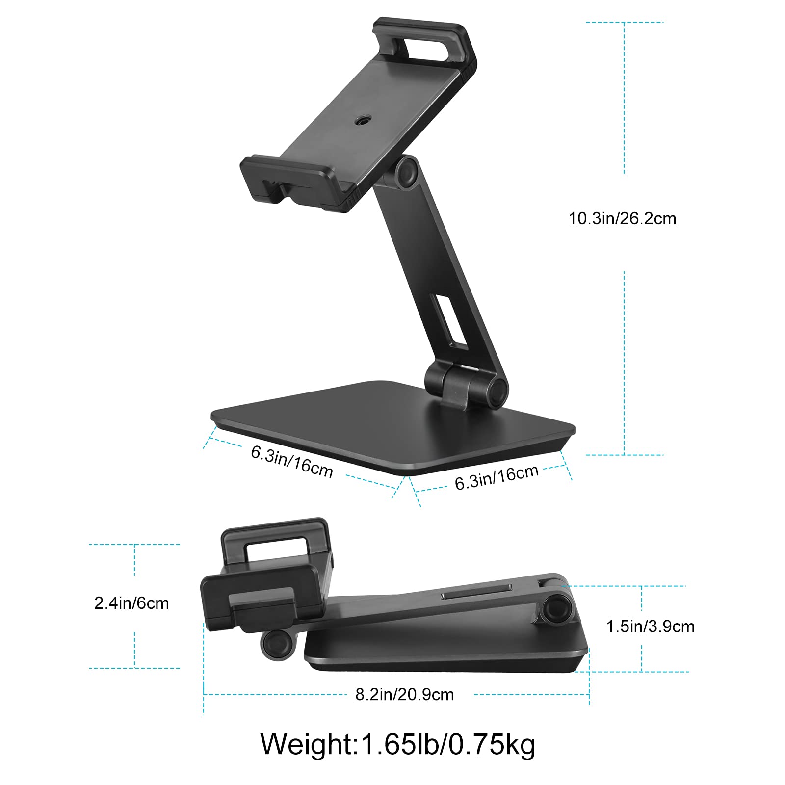 SHUOSUO Tablet Stand Adjustable & Foldable, 360° Swivel Heavy Aluminum Tablet Holder for Desk, Compatible with iPad Pro/Air/Mini, Galaxy Tab, Surface Pro, Kindle Fire (7-13") (Dark Gray)