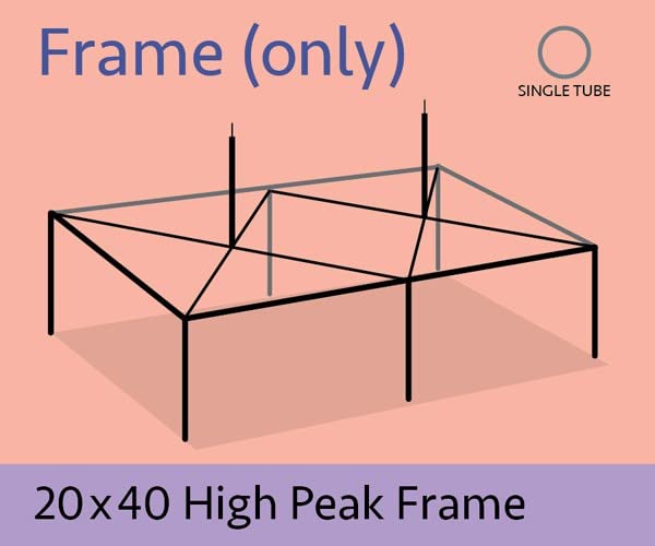 20' x 40' High Peak Canopy Tent Frame Only | for Parties, Vendors, Weddings, and Events | Commercial and Residential Use (Tent Top Not Included)