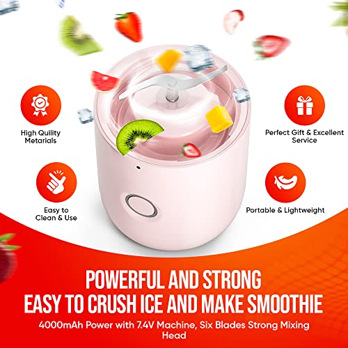 Bojurgle Portable Smoothie Blender, Personal Size Juice, with Powerful Motor & 2200mAh Rechargeable Battery, Food Mixing Machine