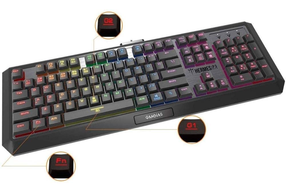 GAMDIAS Hermes P3 RGB Gaming Keyboard Low Profile Mechanical Switch with blue switch, N-key rollover (Hermes P3)