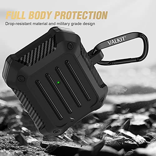 Valkit Compatible AirPods Case Cover for Men Women, Full-Body Rugged Protective Airpods Cover with Keychain Air Pod 2 Case for Airpods Wireless Charging Case 2 & 1 - Black