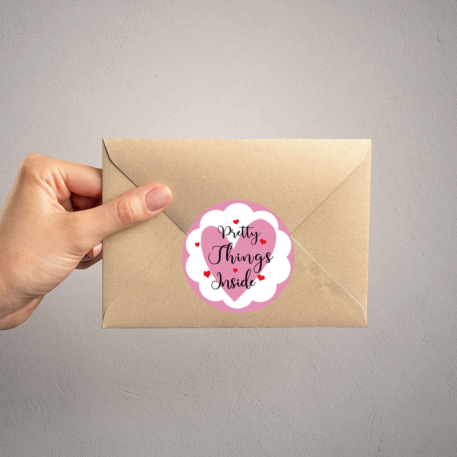 Pretty Things Inside Stickers - Round Heart Thank You Stickers - Thanks for Shopping Small Shop Local Handmade Waterproof Blue Love Labels- 2 Inch (504 pcs) (Pink)
