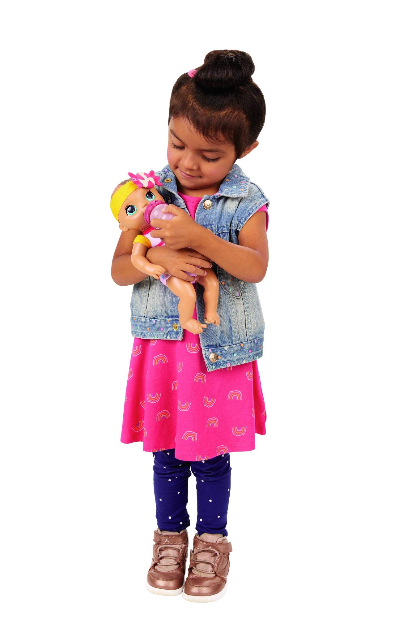 Baby Alive Sweet ‘n Snuggly Baby, Soft-Bodied Washable Doll, Includes Bottle, First Baby Doll Toy for Kids 18 Months Old and Up, Pink