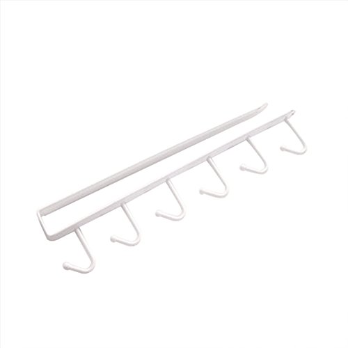 Gilroy Kitchen Bedroom Bathroom Wall Mount Hooks Rack, Rail Wall Hook Rack for Hanging Clothes Coat Hat Towels Mug White