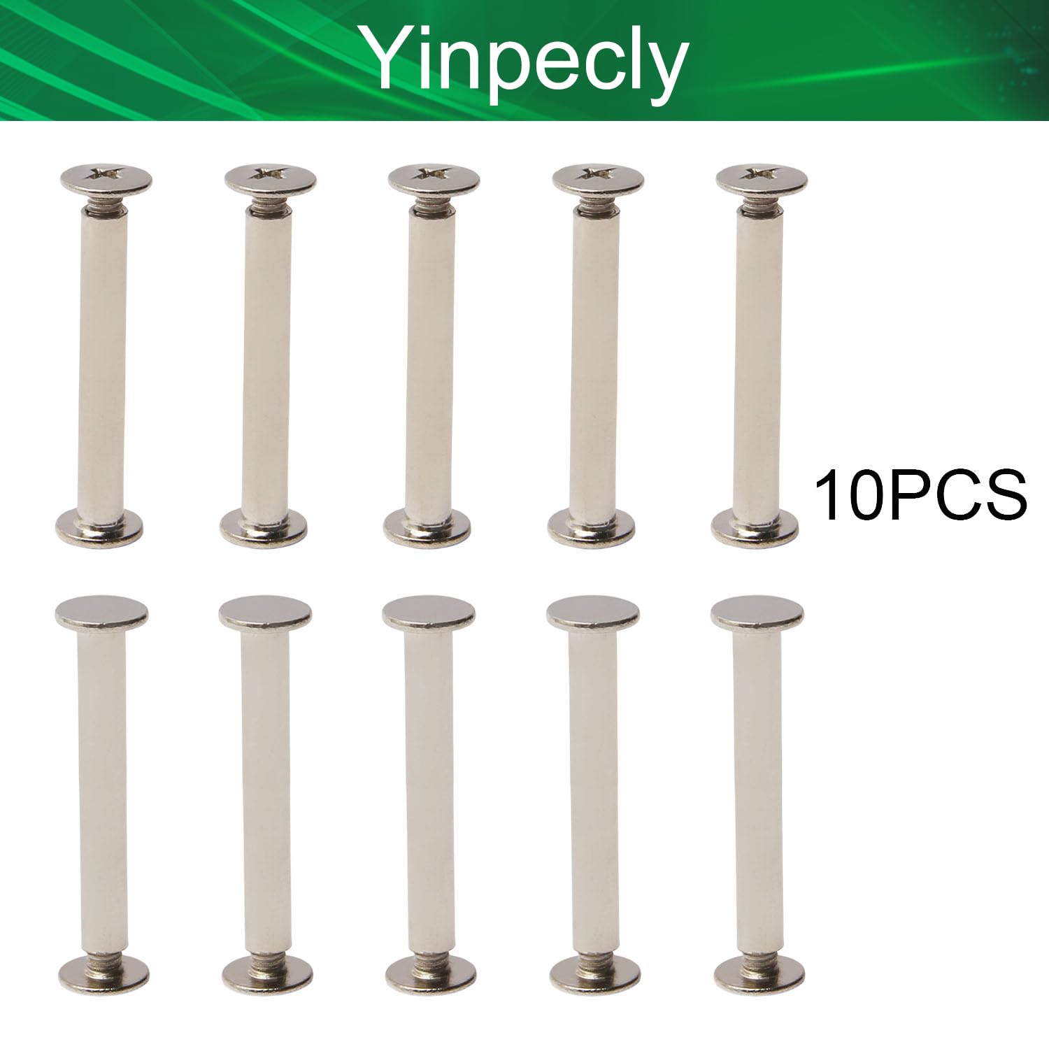 Yinpecly 10PCS M5x35mm Butt Screw, Screw,Carbon Steel Screw Binding Screws Posts for Scrapbook Photo Albums Binding and Leather Saddles Purses Belt Repair