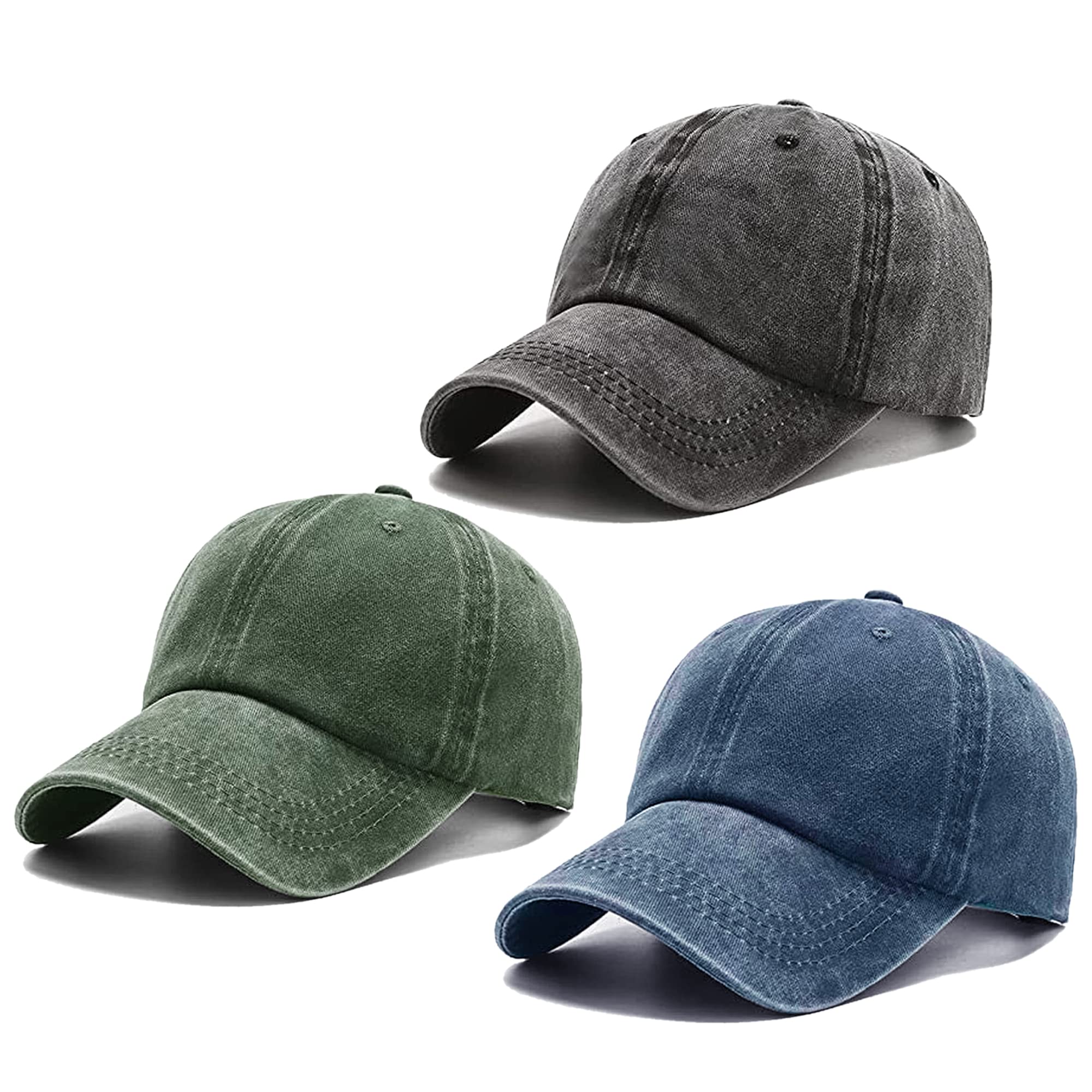 3pcs Plain Blank Structured Baseball Cap, Extended Brim Cotton Dad Hat Adjustable Size for Men Women All Seasons (Beige+Grey+Black)