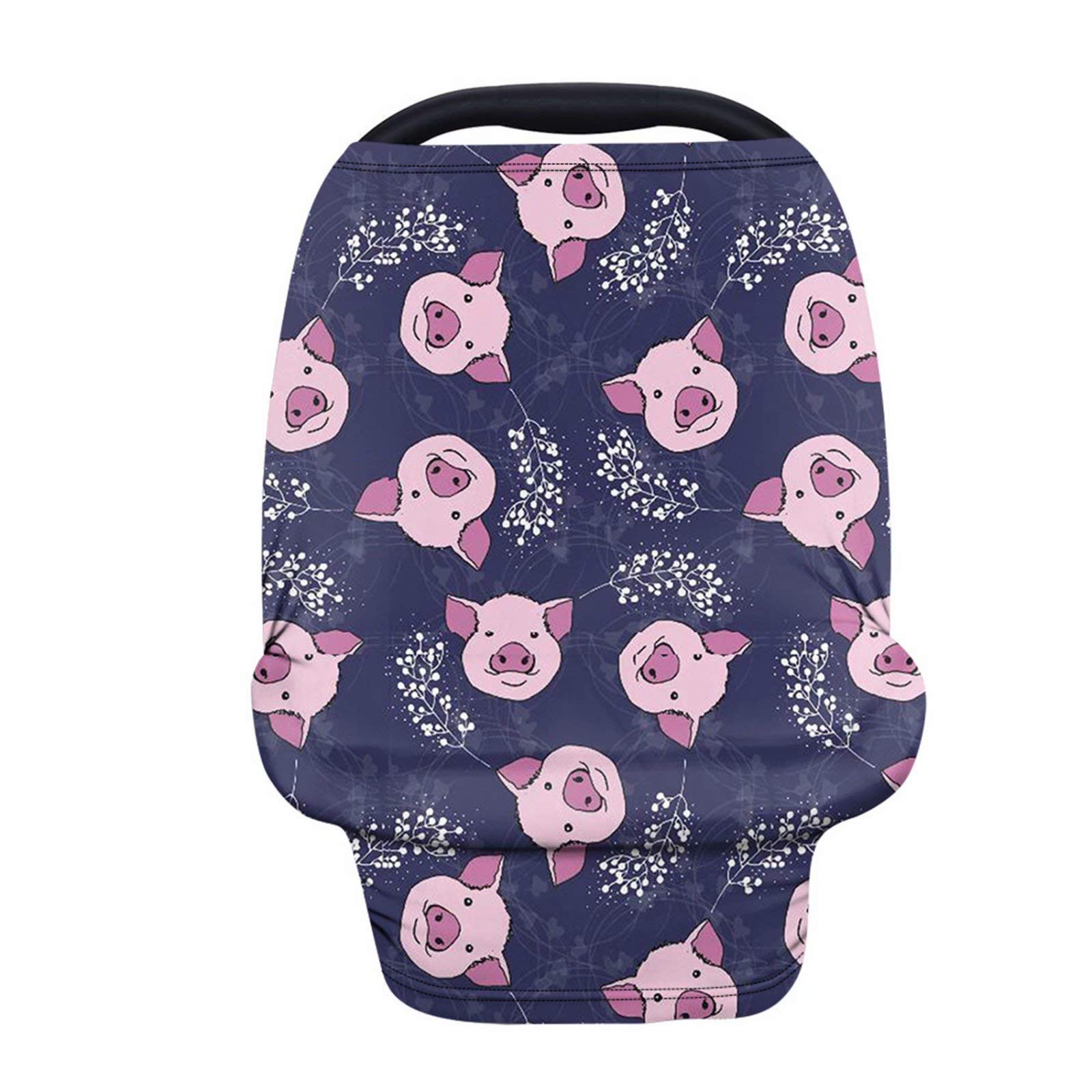 Forchrinse Pink Pig Print Baby Car Seat Cover,Soft Breathable Breastfeeding Scarf,Stretchy Infant Carseat Canopy Stroller Cover