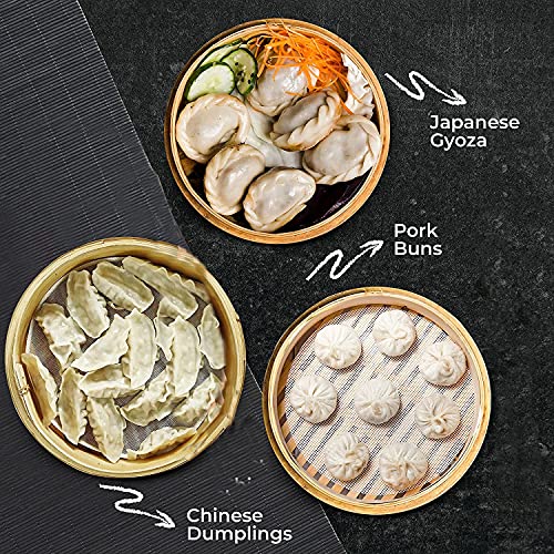 8Pcs Round Silicone Steamer Liners,13inch Non-stick Silicone Steamer Mesh Mat,Reusable Bamboo Steamer Liner Pad Dim Sum Mesh for Home Kitchen Cooking (8, 13 x 13 inch)