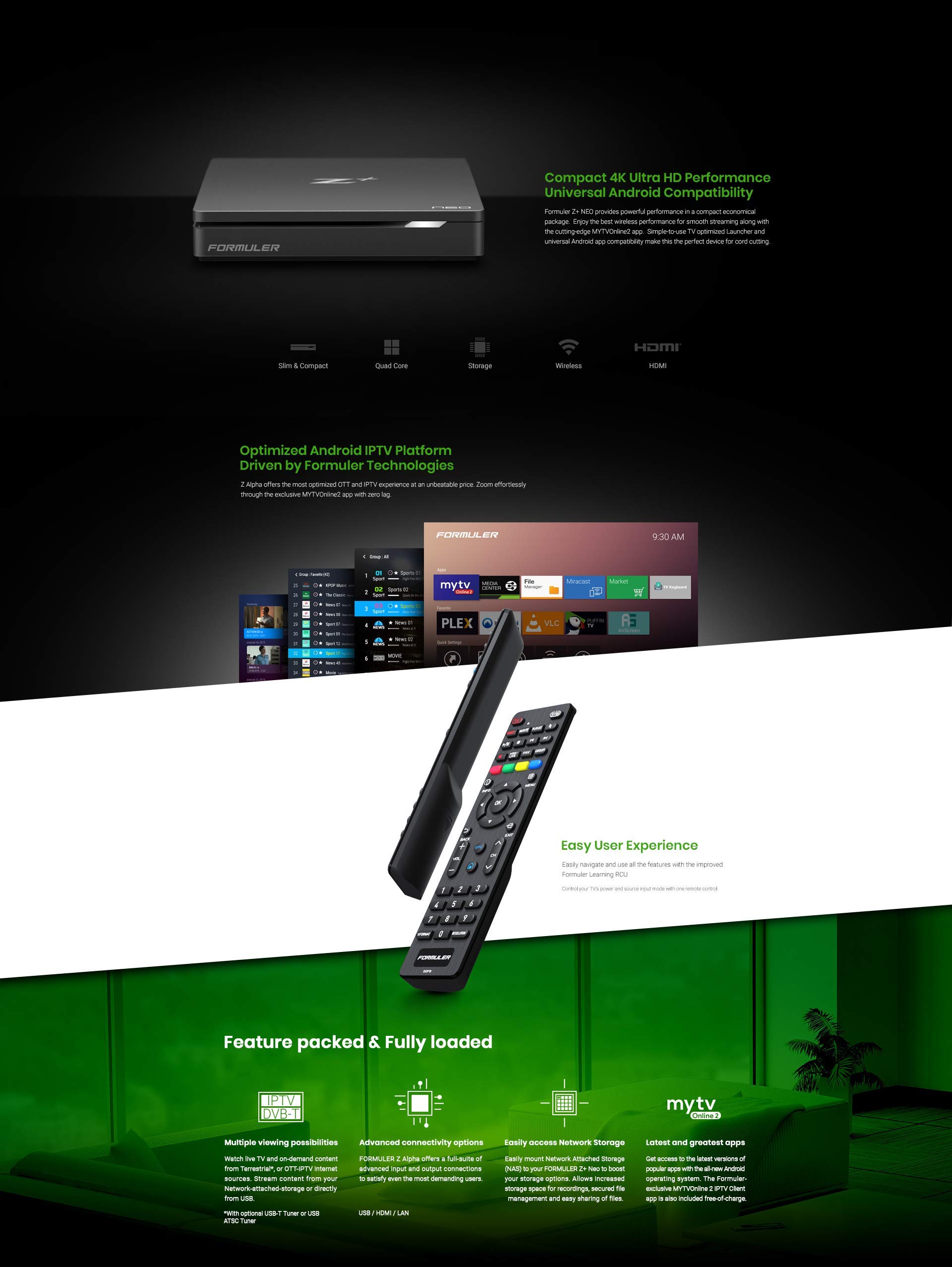 Formuler Z+ Plus Neo β Budget-Friendly Android Box with Wireless Networking & MYTVOnline 2 + Extra Bonus Z Slot USB Hub