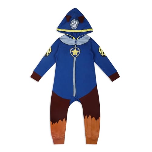 Nickelodeon Paw Patrol Chase Baby Boys Zip Up Long Sleeve Hooded Romper for Newborn, Infant and Toddler