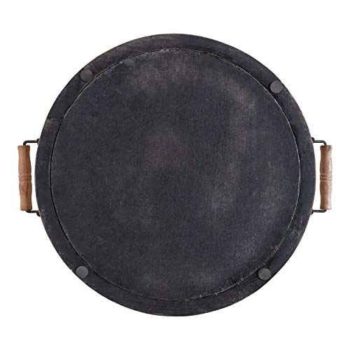 Kate and Laurel Hillrose Round Wooden Tray, 18 inch Diameter, Rustic Brown and White, Decorative Tray for Serving, Display, and Storage