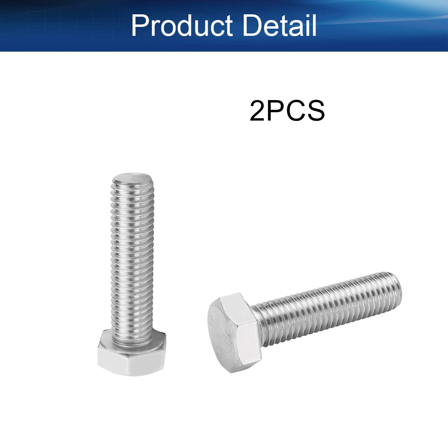 Yinpecly M14-2 x 55mm Hex Bolt Hex Flat Head Cap Bolts Screws for High-pressure Flow Pump Impellers Silver 2pcs