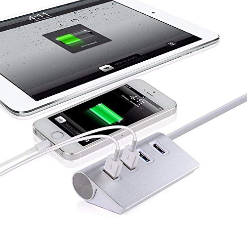 Lysee Data Cables - 4 Port USB 3.0 Hub Splitter Aluminum Adapter High Speed for PC Laptop Mac