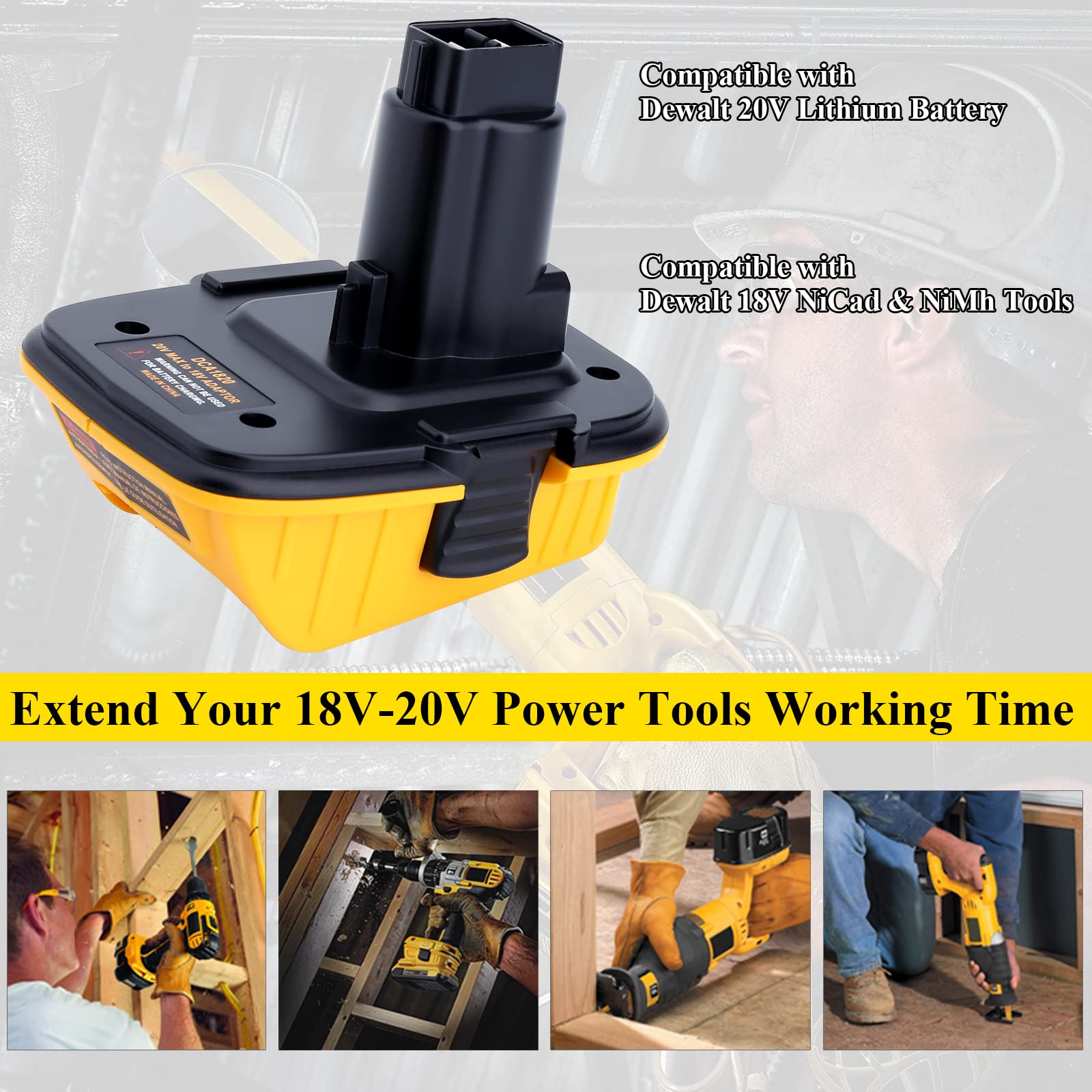 2 Pack DCA1820 Adapter Replacement for DEWALT 18v to 20v Adapter, Compatible with Dewalt 20V Max Battery DCB203 to 18V XRP NiCad NiMh Battery DC9096
