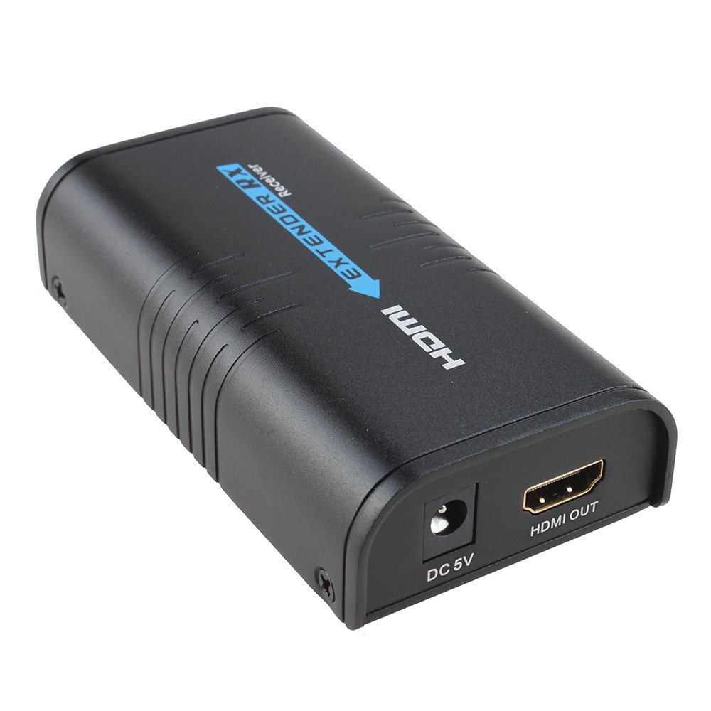 AGPtEK 1080P Full HD LKV373A HDMI 1080P Receiver for Extender Over CAT5E CAT6 LAN- Supports 100-120M Ethernet Bandwidth HDCP Compliant, extends HDMI Signal to TCP/IP