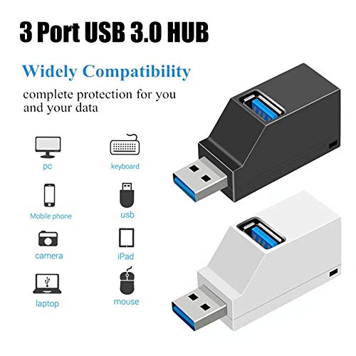 SHYPT USB 3.0 Adapter Extender Mini Splitter Box 3 for PC Laptop Mobile Phone High Speed U Disk Reader (Color : Black)