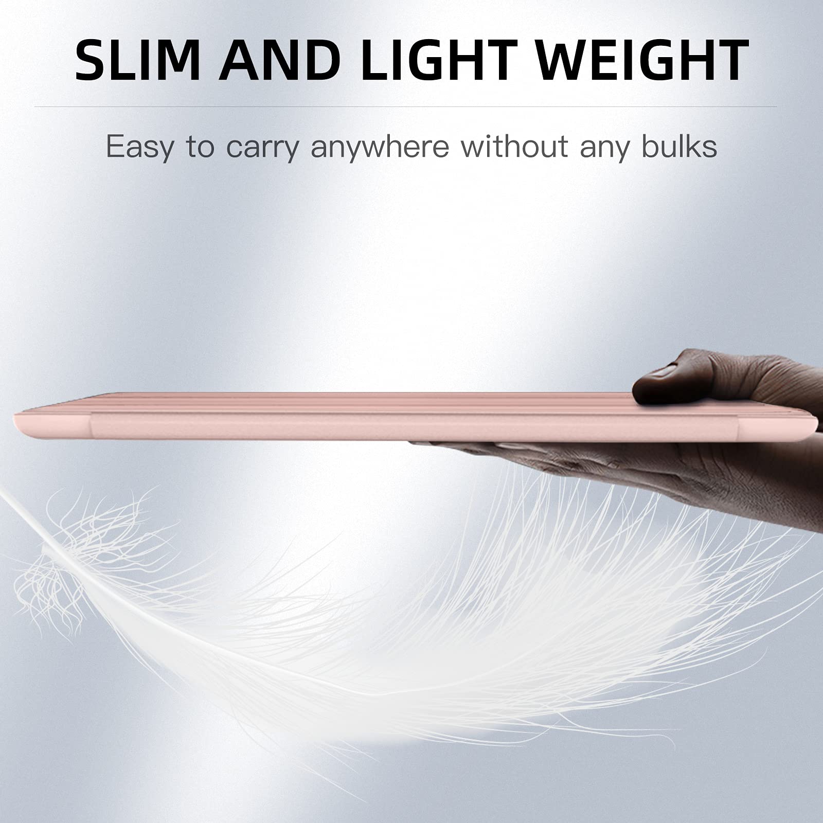 Mastten Compatible with iPad 9th/8th/7th Generation Case, for iPad 10.2 Inch Case with Pencil Holder, TPU Smart Stand Back Cover 2021/2020/2019, Auto Wake/Sleep, Rose Pink