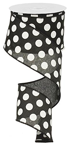 Ex=pressions Polka Dot Wired Edge Ribbon (2.5", Black White) - 10 Yards : RG158802