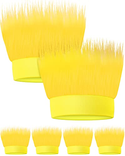6 Pcs Hairy Headband Costume Headband Troll Crazy Hair Wig Accessories Head Decorations for Kid Adult Women Men Party Costume (Yellow)