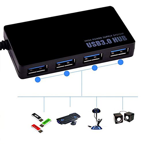 Lysee Plug & Connectors - Mini USB 3.0 Hub 4 Port USB Hub 5Gbps Super-Speed USB Splitter Adapter Computer Periphearls for PC Laptop Notebook - (Color: White)