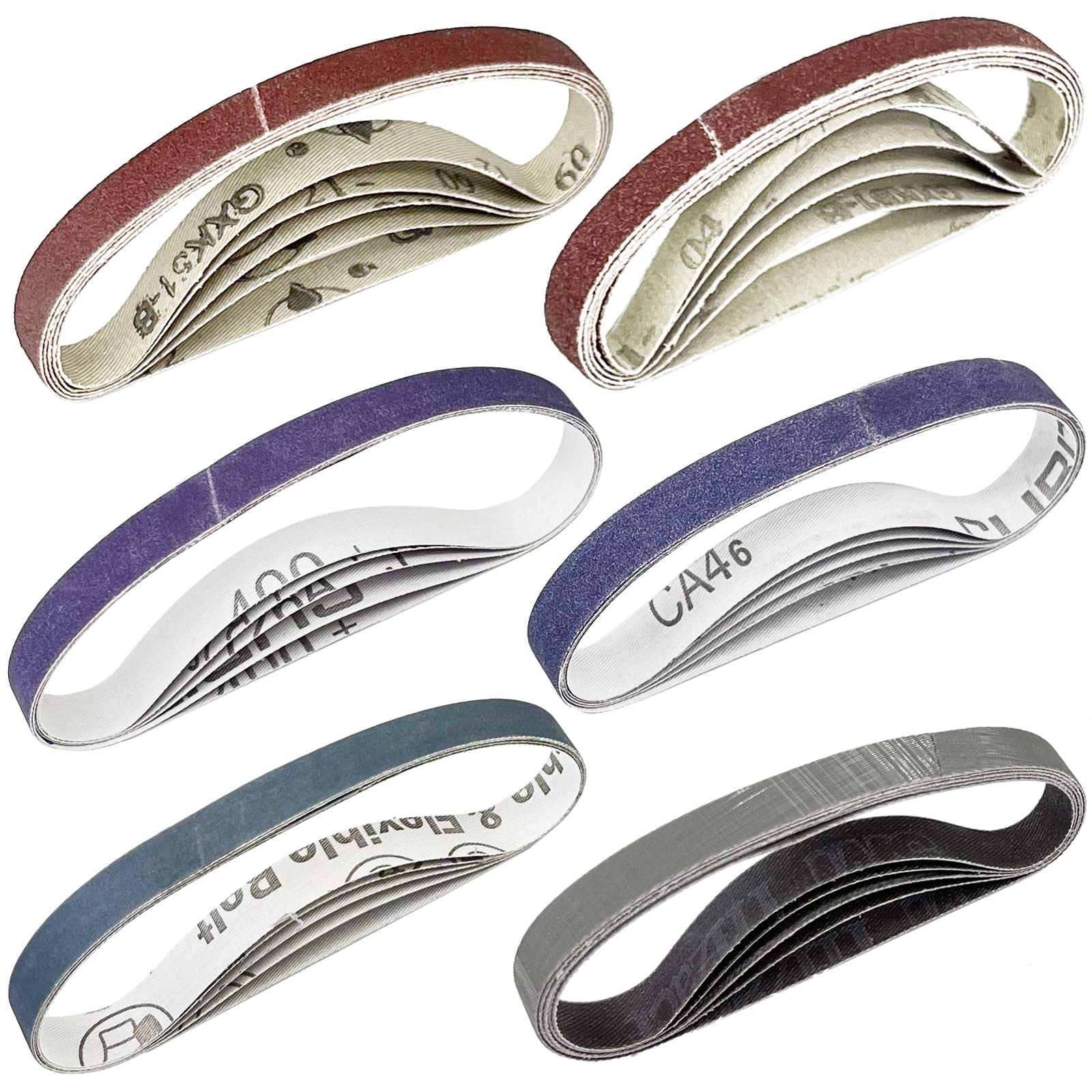 30 Pcs 1/2" x 12" Replacement Sharpening Belt Kit for Official Work Sharp Knife & Tool Sharpener (WSKTS & WSKTS-KT/Mk.1 & Mk.2) - 80/120/240/400/1000/2500 Grits