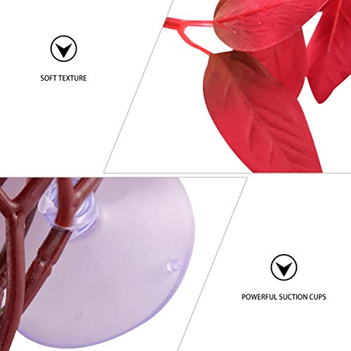 POPETPOP Aquarium Artificial Plant Fake Aquatic Plants Suction Cup Rattan Ornament for Fish Tank Landscape Decoration Red
