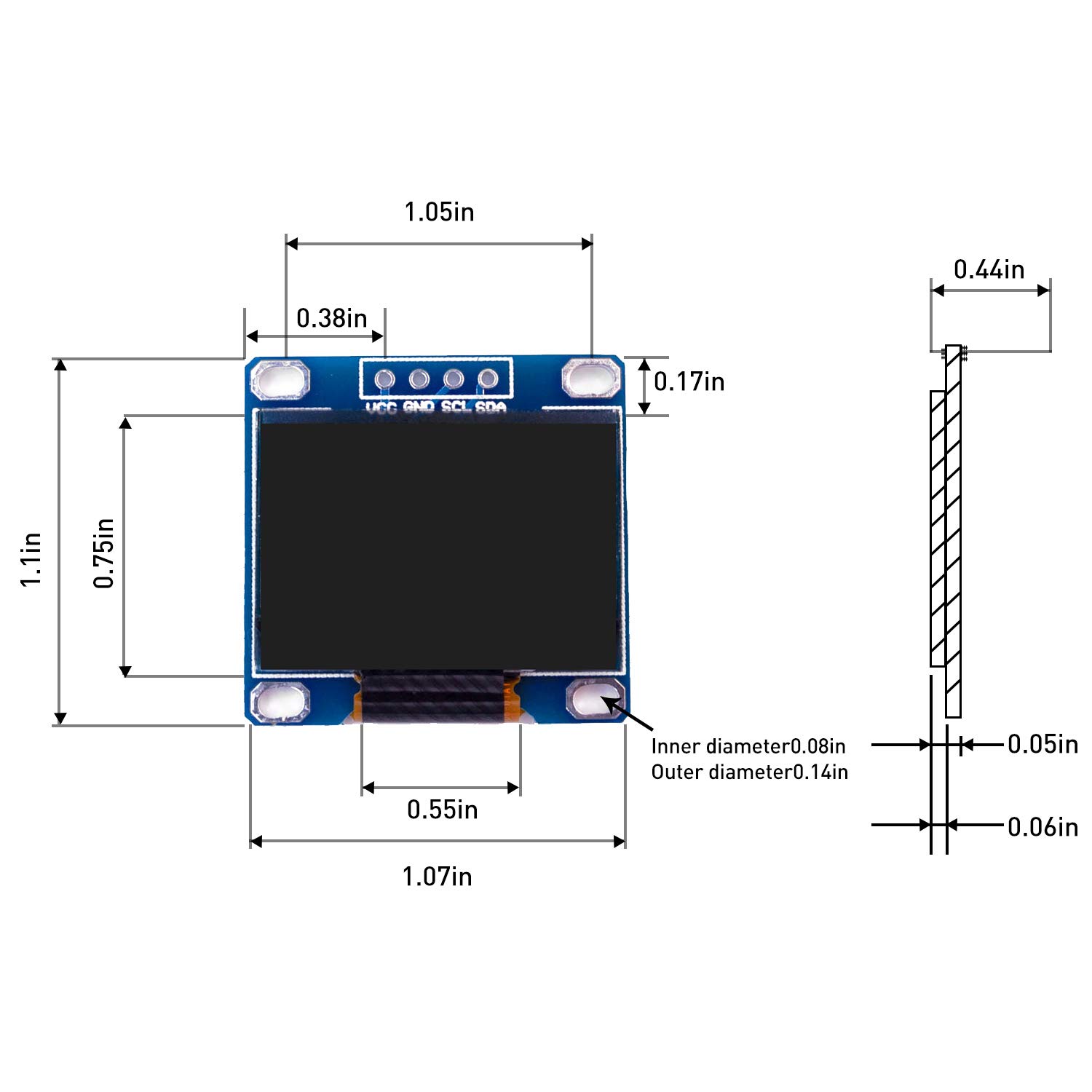 YLKOVA OLED 0.96 Inch OLED Display Module IIC SSD1306 128 64 LCD Blue with Du-pont Wire 40-Pin Female to Female, I2C Serial Self-Luminous Display Board, for Ar duino UNO R3 STM