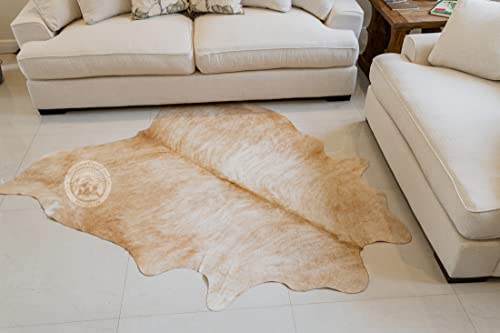 Genuine Exotic Beige Cowhide Rug Large 6 x 6-7 ft. 180 x 210 cm