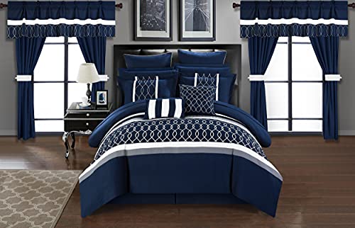 Chic Home Dinah 24 Piece Comforter Set, Queen, Blue