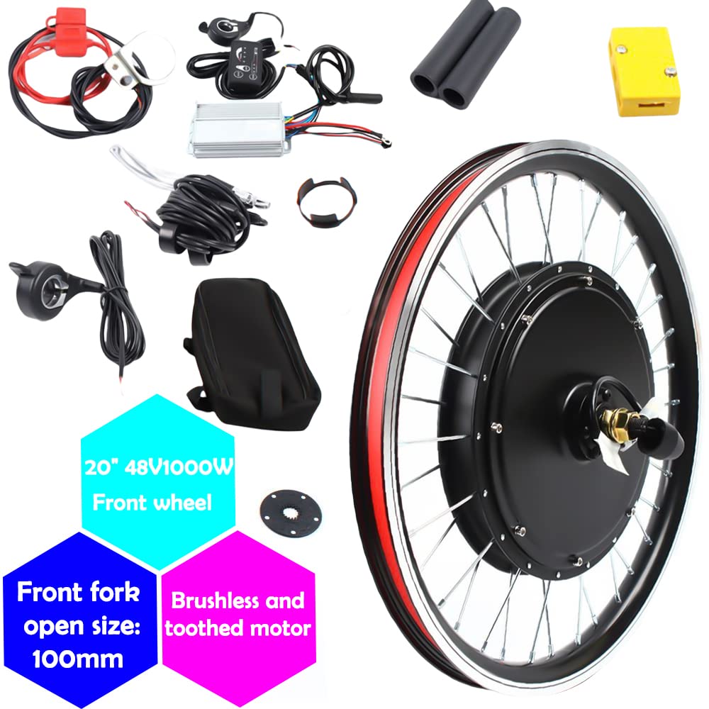 20'' Electric Bike Kit 48V 1000W E-Bike Conversion Kit Electric Bike Motor Front Wheel Kit with LED Display