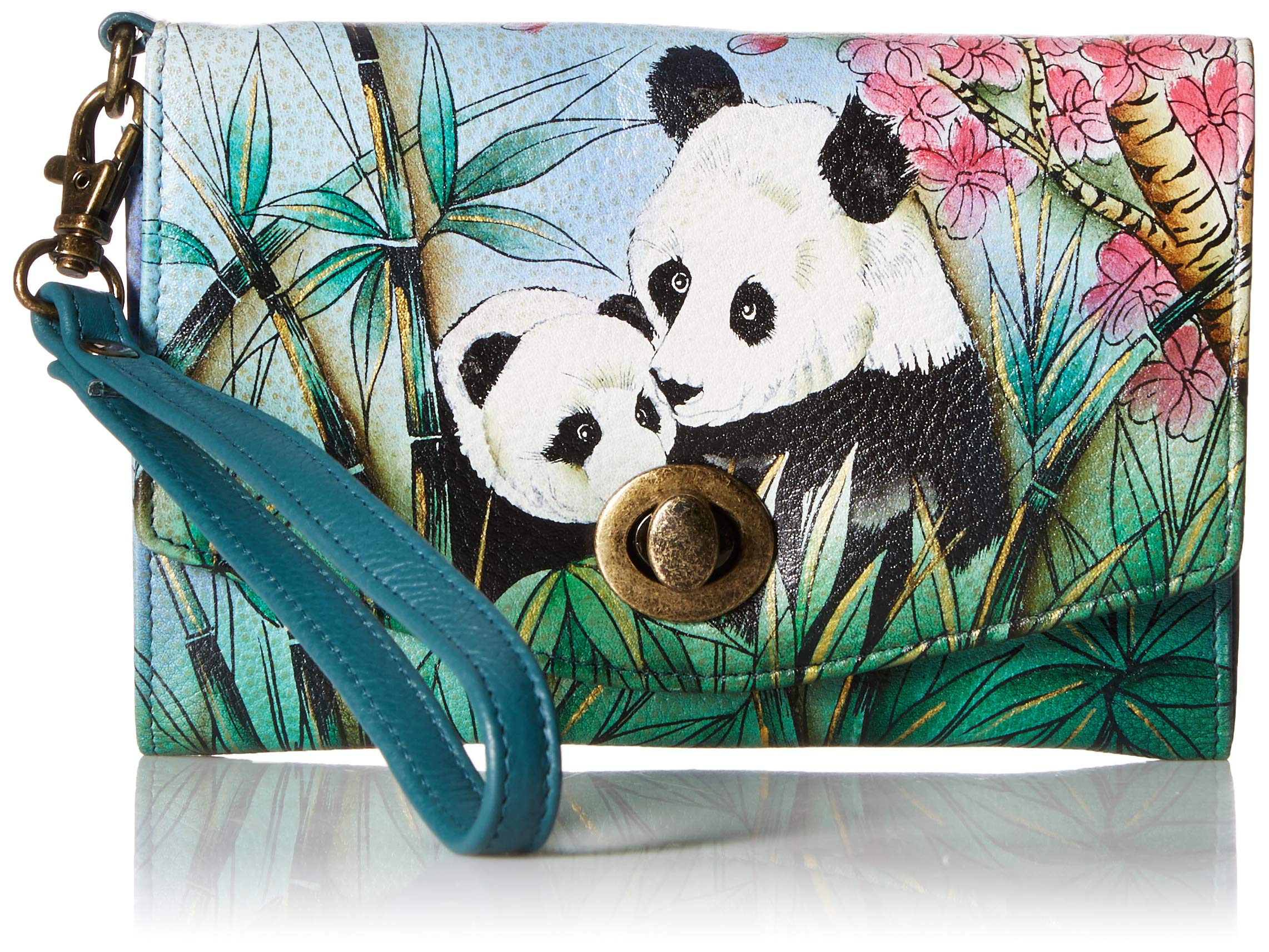Anna by Anuschka Hand Painted Women’s Genuine Leather - Vintage Wristlet Clutch - Lovable Pandas