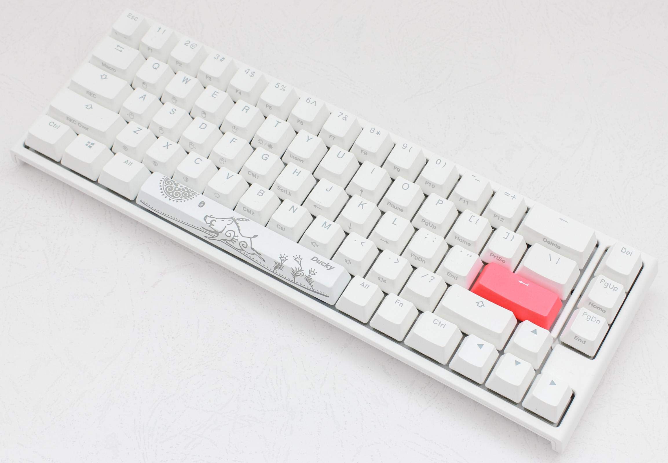 Ducky One 2 SF RGB Pure White RGB LED 65% Double Shot PBT Mechanical Keyboard (Cherry MX Silent Red)