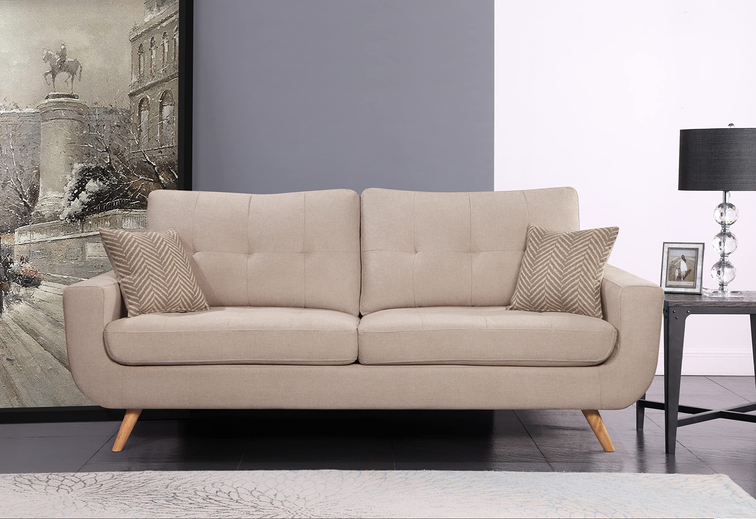 Abbyson Living Paige Sofa - Modern Design, Fabric, Stain Resistant, Ivory