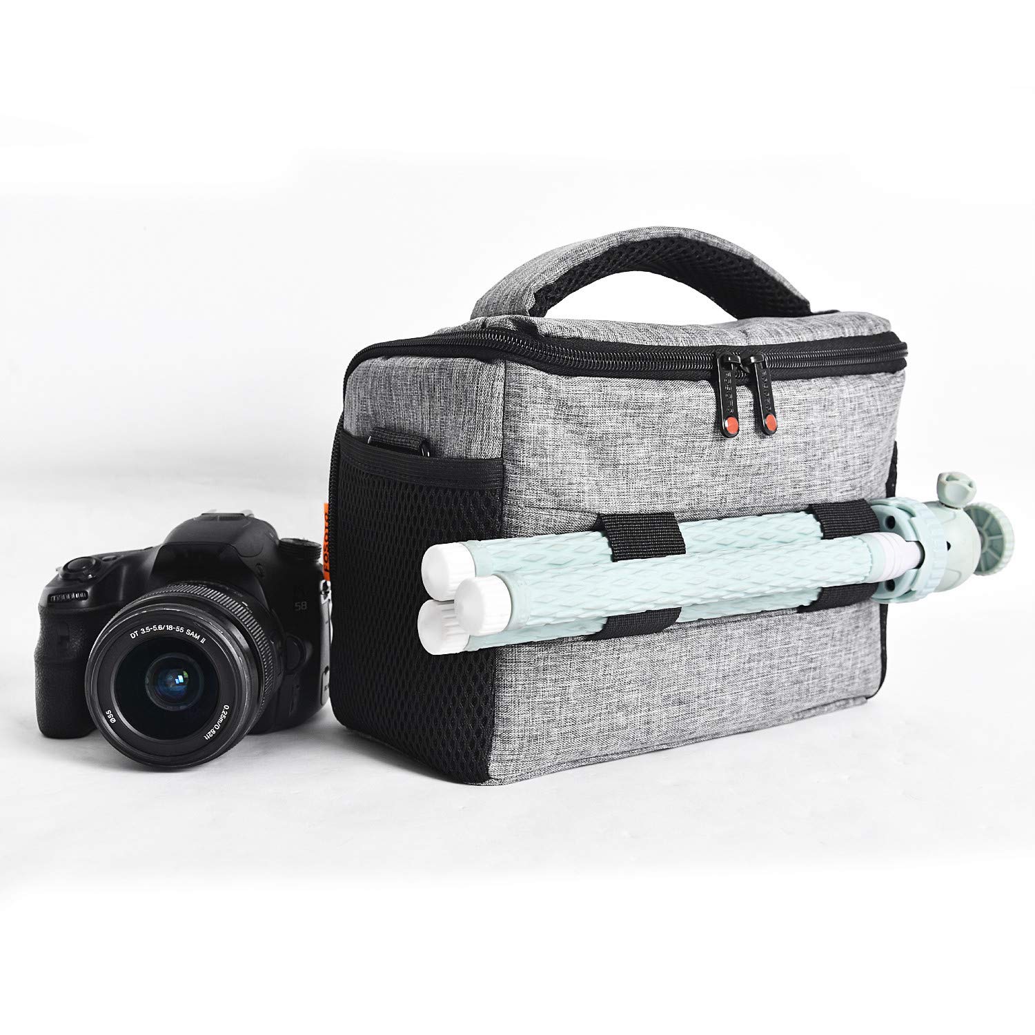 FOSOTO Compact SLR/DSLR Stylish Camera Bag Case Compatible for Nikon P900 B500 D3500 D5600 D7500, Canon EOS T6 T7i T5 4000D 80D, Sony A73 Mirrorless Camera Shoulder Case Waterproof Rain Cover (Gray)
