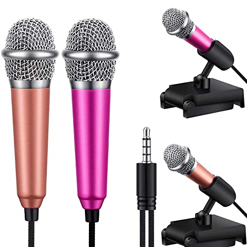 2PCS Mini Microphone,Singing Mic Equipment,Beautiful Vocal Quality,Mini Type Space Saving,3.5mm Audio Connector,Suitable for iPhone, Laptop,Android.