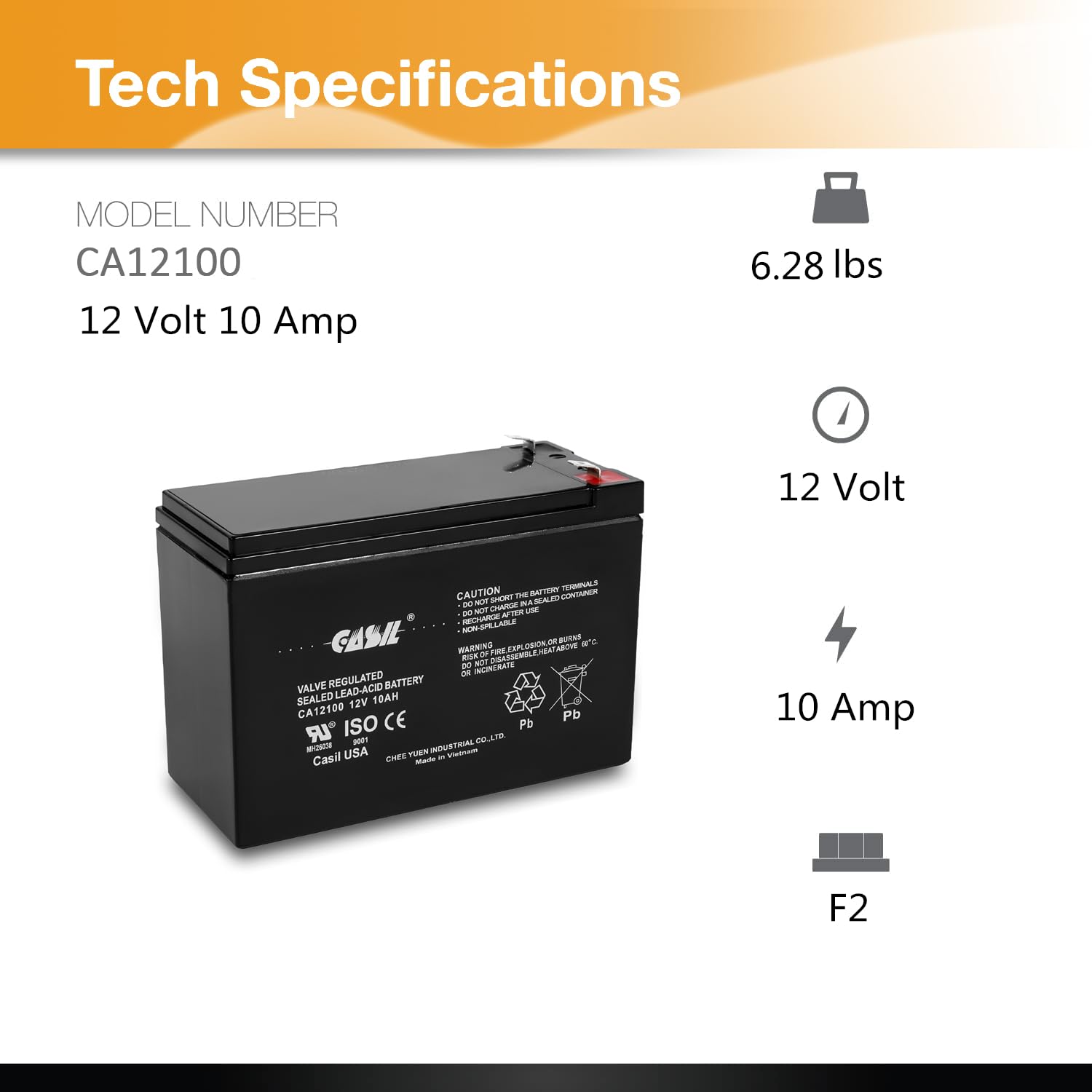 Casil 12v 10ah Replacement Battery Compatible with Ritar RT12100