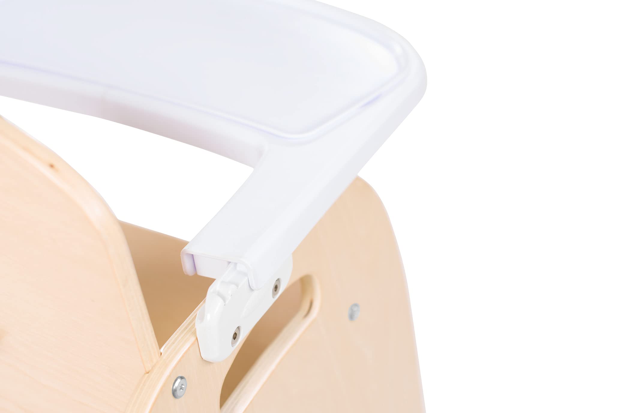 Foundations Easy Serve 11" Wood Feeding Chair for Toddlers, Adjustable Harness, Removable Dishwasher Safe Tray, “No Tip” Base, Baltic Birch Plywood
