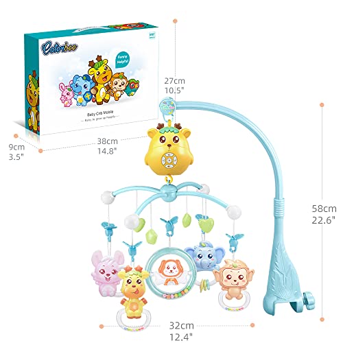 Caterbee Baby Crib Mobile Toy with Lights and Music, Projection, Remote, Pack and Play (Blue-Rechargeable Mode)