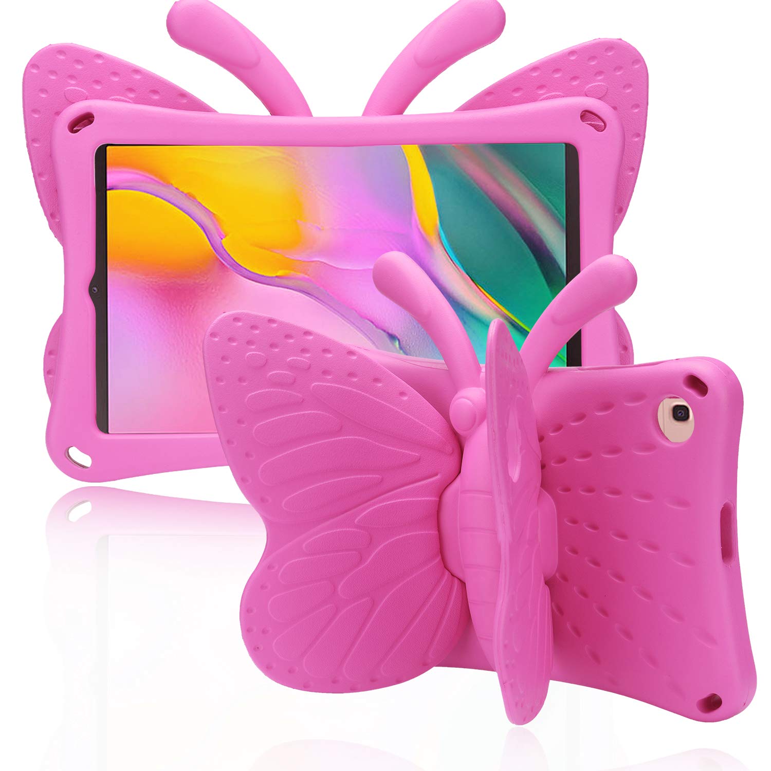 Simicoo Samsung Galaxy Tab A 8.4 Kids case Cute Butterfly Case with Stand for Kids Light Weight EVA Rugged Shockproof Heavy Duty Kids Friendly Full Cover for Samsung Tab A 8.4 2021 2020 (Rose)