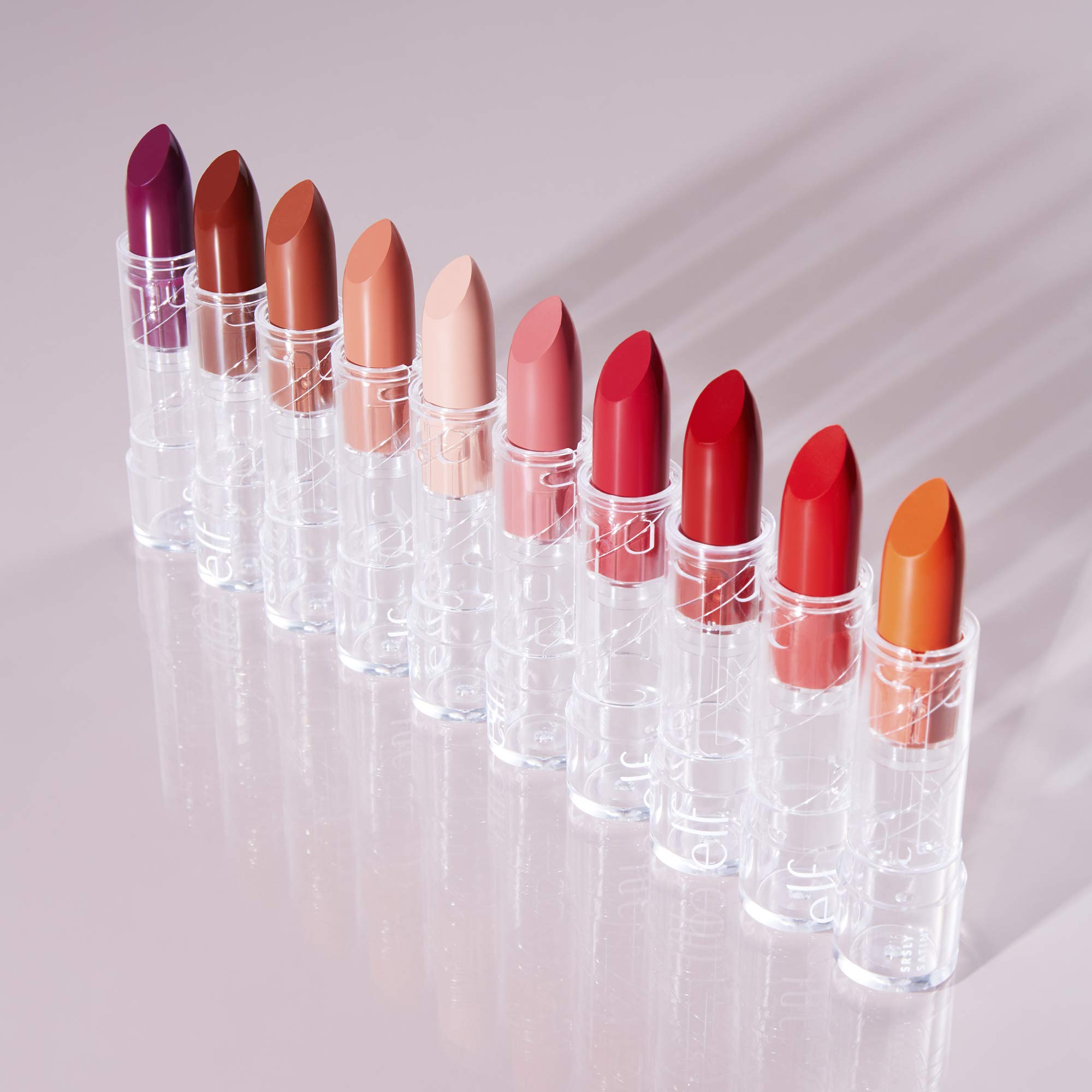e.l.f. SRSLY Satin Lipstick, Silky, Smooth, Pigmented, Long Lasting, Provides Intense Color Payoff, Pepper, 10 Shades, Easy To Apply, 0.12 Oz
