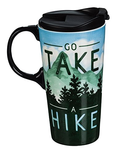 Cypress Home Go Take a Hike Ceramic Travel Cup - 5 x 7 x 4 Inches