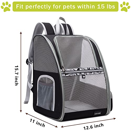 ALCLM Pet Carrier Backpack for Dogs and Cats Backpack,Puppies,Fully Ventilated Mesh,Airline Approved,Designed for Travel, Hiking, Walking & Outdoor Use-Black