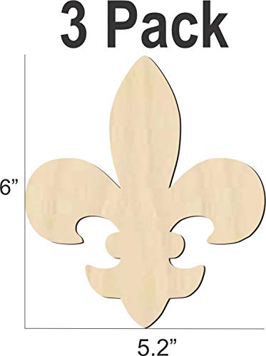 6" Fleur De Lis - 3 Pack - Wood Cutout Shape - DIY party craft - decorate
