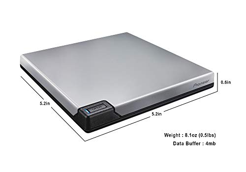 Produplicator Pioneer BDR-XD07S Portable 6X Blu-ray Burner External Drive Bundle with USB Cable - Burns CD DVD BD DL BDXL Discs